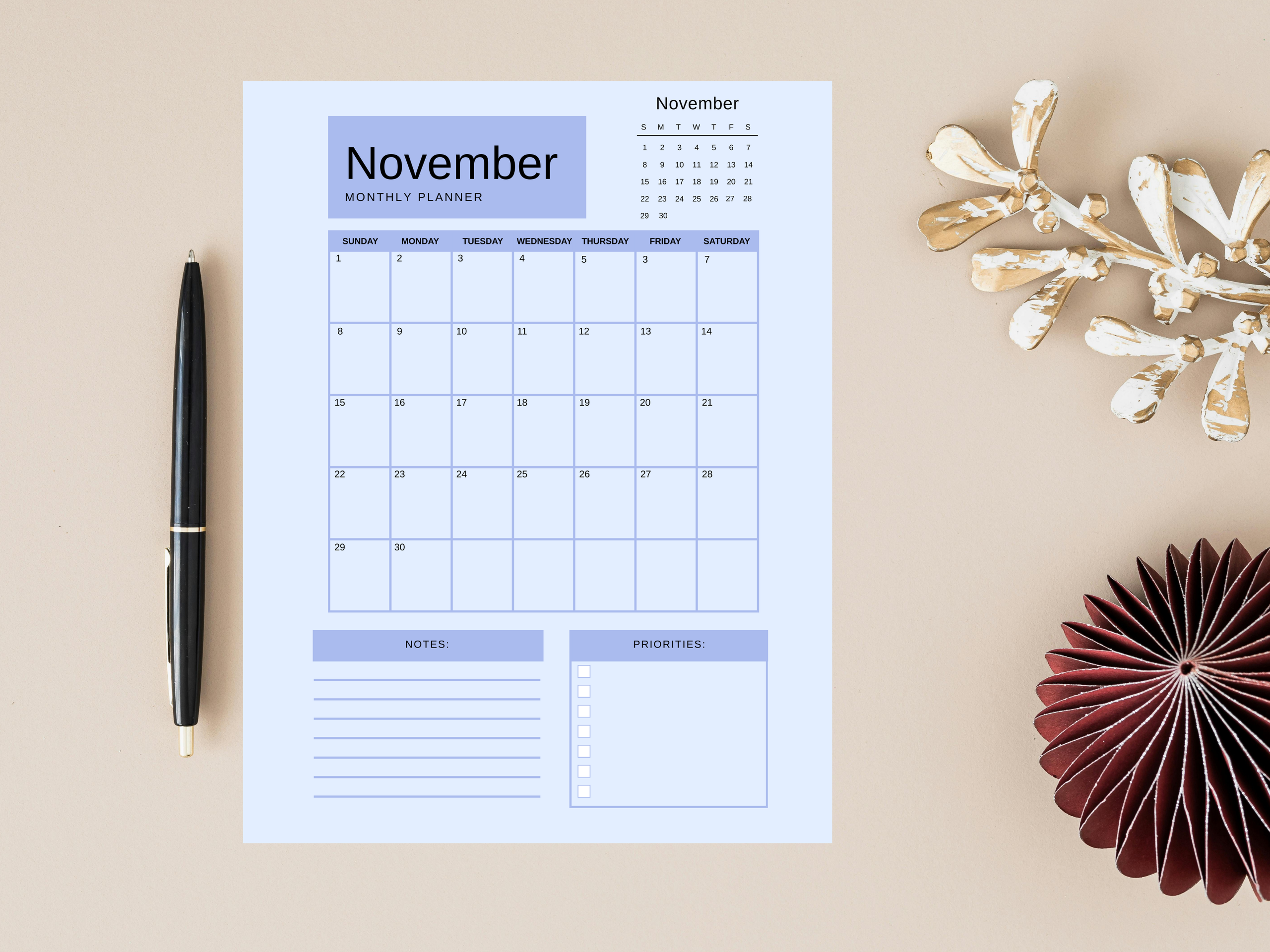 Blue Productivity Planner - Digital & Printable Planner Template (Prin ...