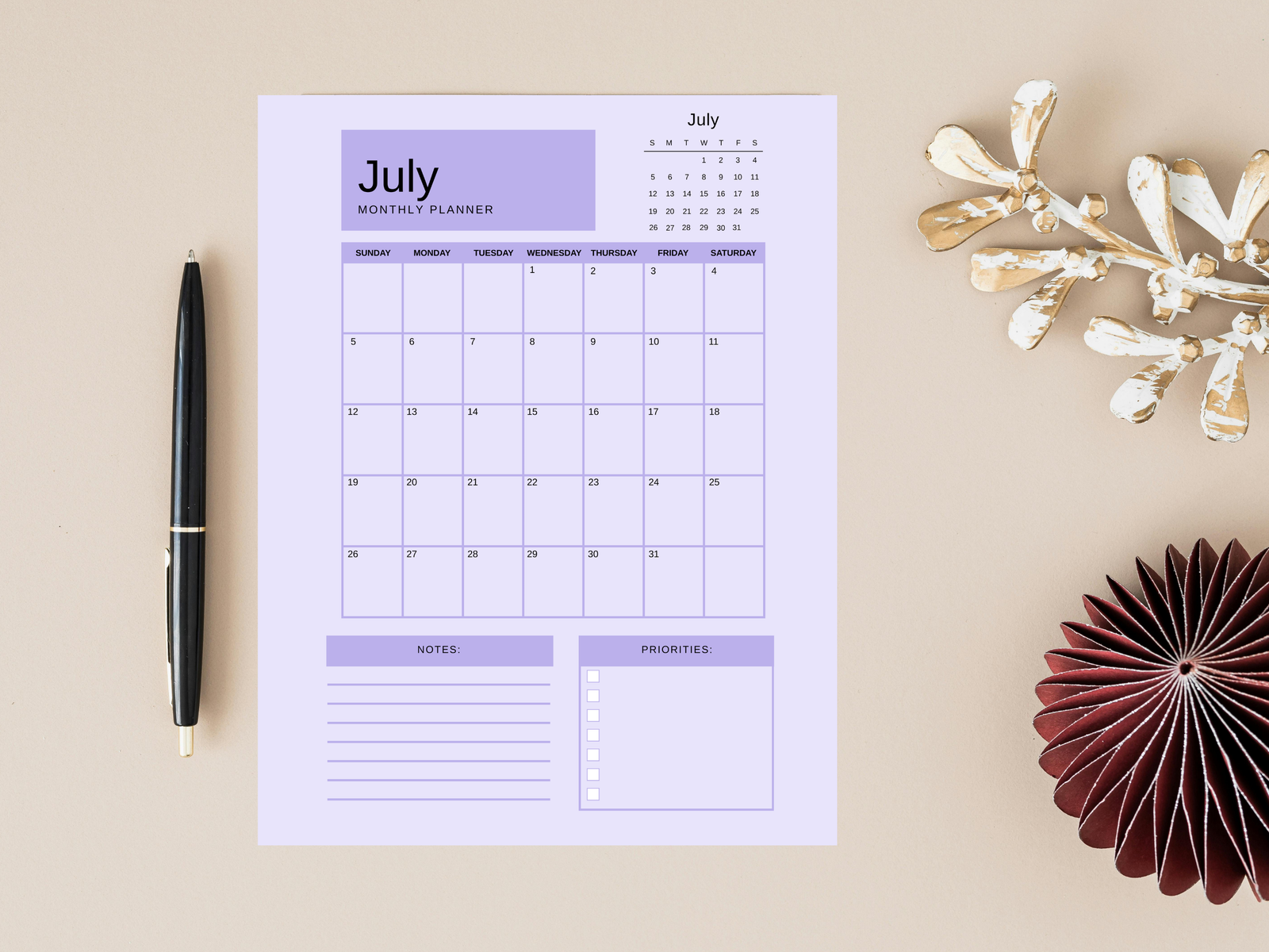 Purple Productivity Planner - Digital & Printable Planner Template (Pr ...