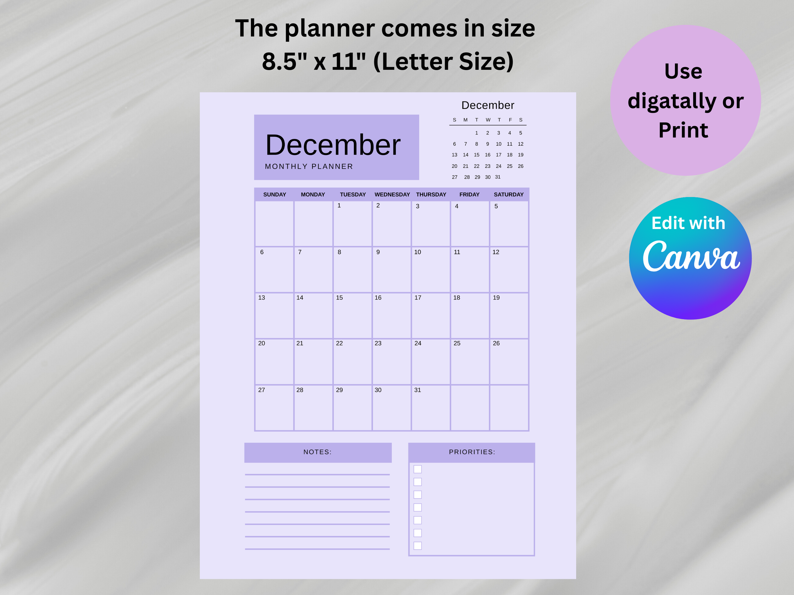 Purple Productivity Planner - Digital & Printable Planner Template (Pr ...