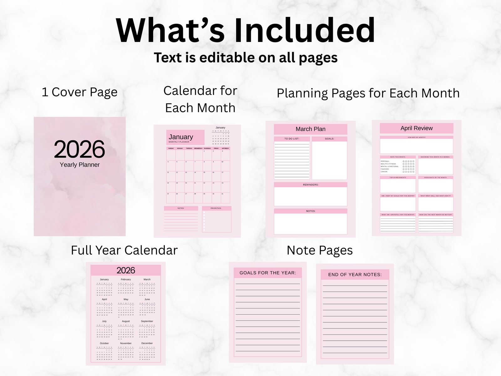 Pink Productivity Planner - Digital & Printable Planner Template (Prin ...