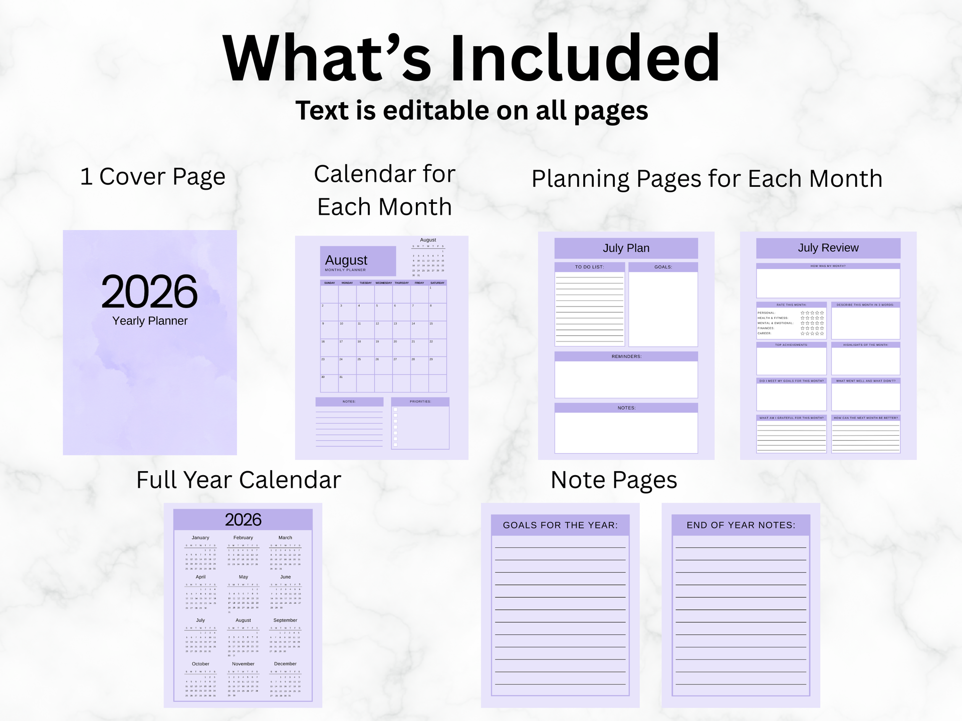 Purple Productivity Planner - Digital & Printable Planner Template (Pr ...