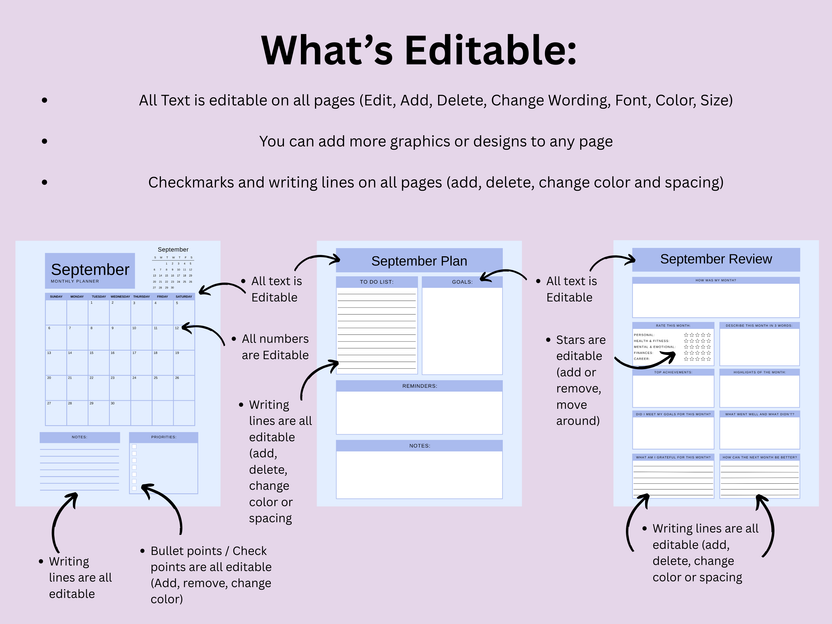 Blue Productivity Planner - Digital & Printable Planner Template (Prin ...