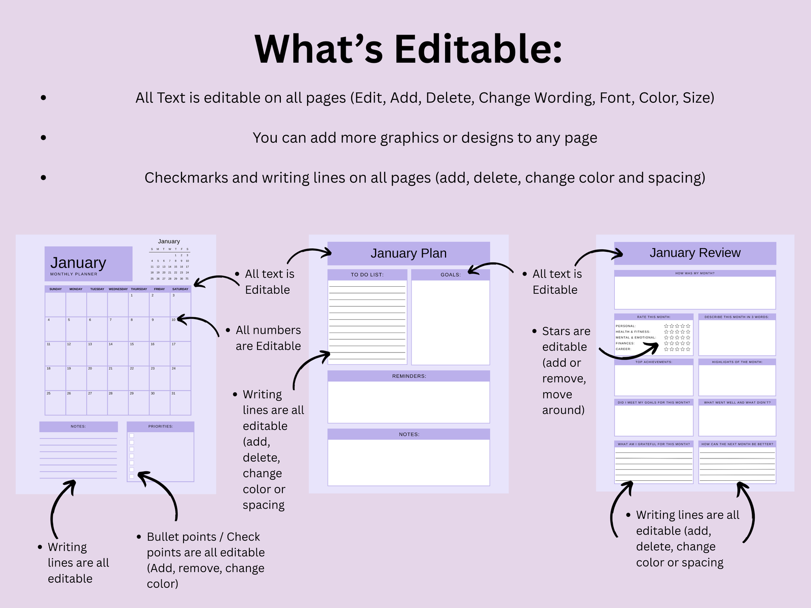 Purple Productivity Planner - Digital & Printable Planner Template (Pr ...