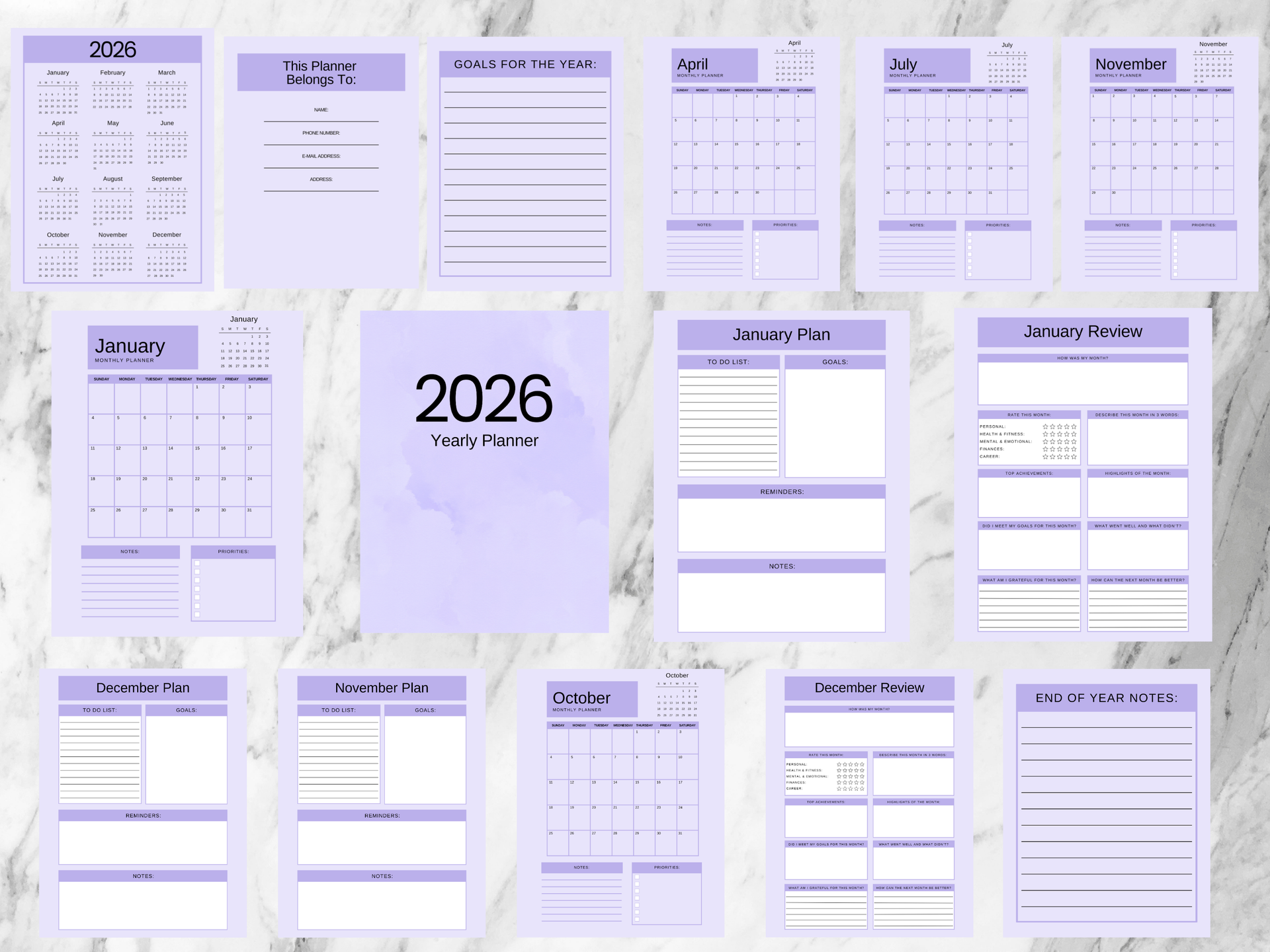 Purple Productivity Planner - Digital & Printable Planner Template (Pr ...